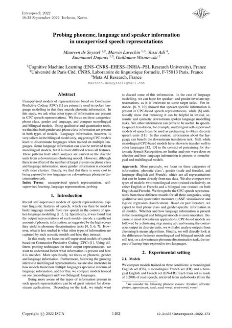 pdf probing phoneme language and speaker information in unsupervised