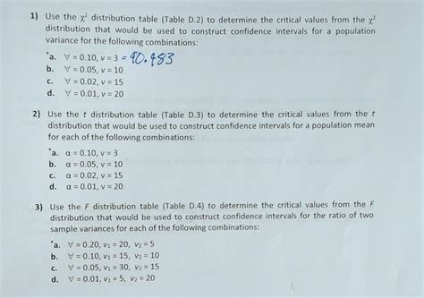 1 Use The X² Distribution Table Table D 2 To