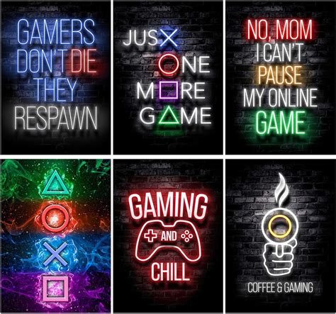 Disnace 6 Tableau Gamer A4 Gaming Poster Decoration Affiche Pour