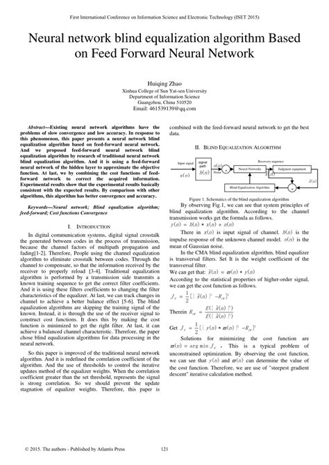 Pdf Neural Network Blind Equalization Algorithm Based On Feed Forward