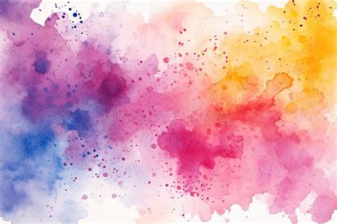 Rainbow Blobs Watercolor Pattern On White Background Abstract Grunge