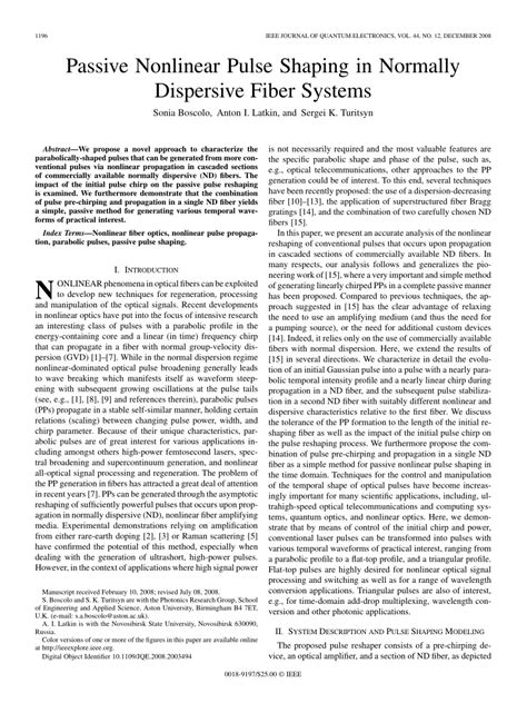 Pdf Passive Nonlinear Pulse Shaping In Normally Dispersive Fiber Systems