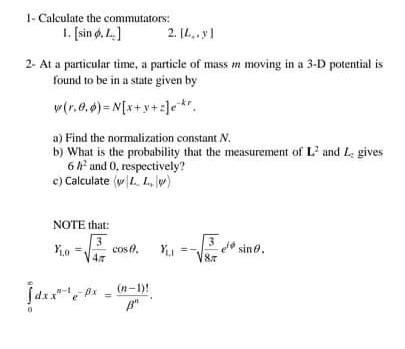 Solved Calculate The Commutators Sind L Chegg