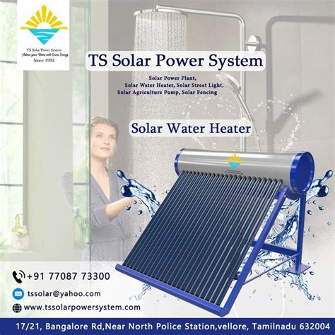 Solar Water Heater Displayed With Woman Standing Next To It