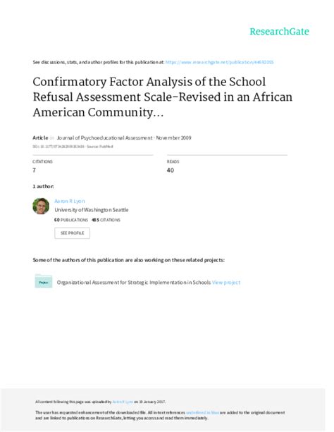 Pdf Confirmatory Factor Analysis Of The School Refusal Assessment Scale Revised In An African