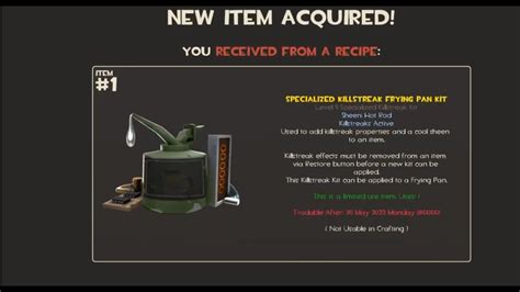 Crafting Specialized Killstreak Frying Pan Team Fortress 2 Youtube