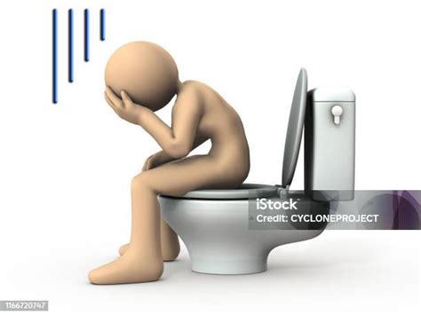 화장실에서 고통받는 캐릭터 그는 복통에 어려움을 겪고 있습니다 흰색 배경입니다 3d 일러스트레이션 3차원 형태에 대한 스톡 사진 및 기타 이미지 Istock