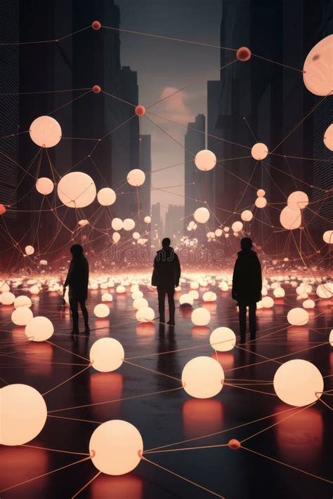 Digital Network Futuristic Technology With Urban Connectivity And Glowing Nodes Stock Image