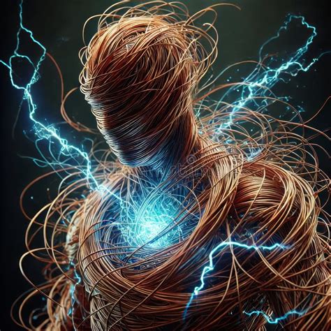 Electrified Copper Wire Human Sculpture Stock Illustration Illustration Of Copper Sparks