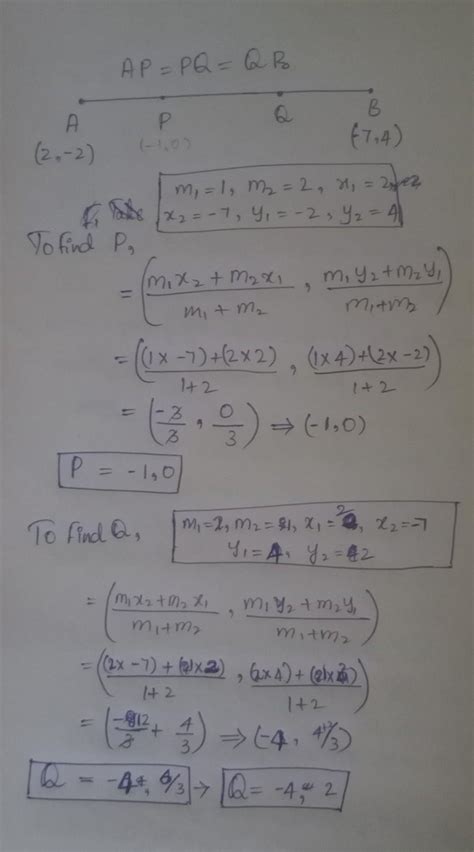 Find The Points Of The Coordinates Of Trisection Of The Line Segment