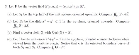 solved 3 let f be the vector field f x y z y 2 t2 on