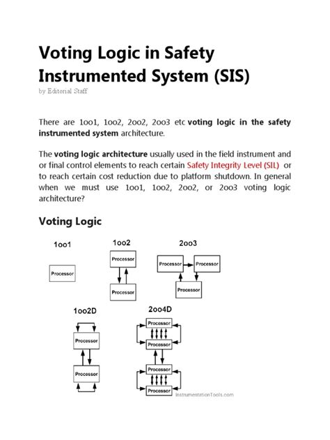 Voting Logic In Safety Instrumented System Sis Pdf Risk Systems Engineering
