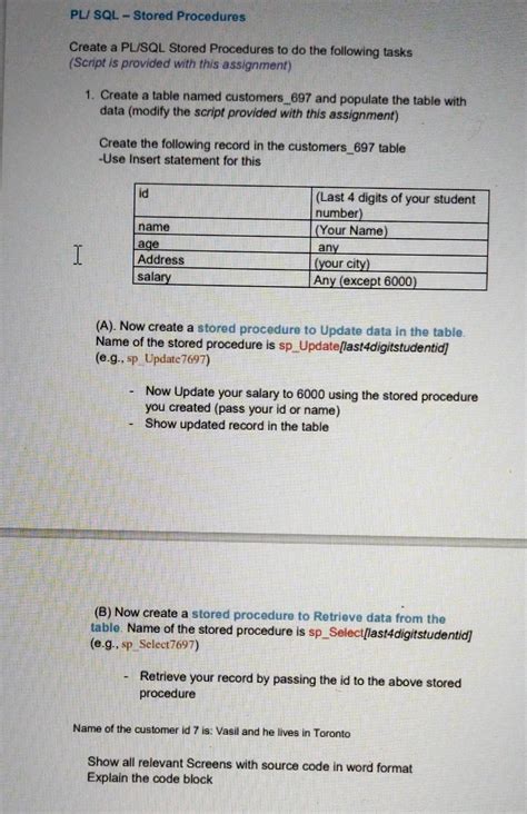Solved PL SQL Stored Procedures Create A PL SQL Stored Chegg