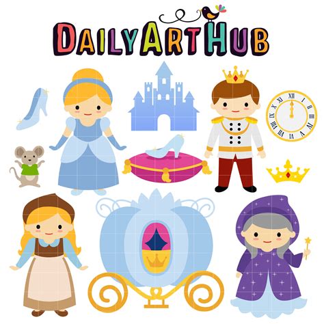 Cinderella Clip Art Set Daily Art Hub Graphics Alphabets Svg