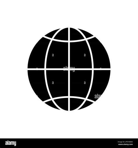 Globe Icon World Wide Web Symbol Black Silhouette Vector Illustration Isolated On White Stock