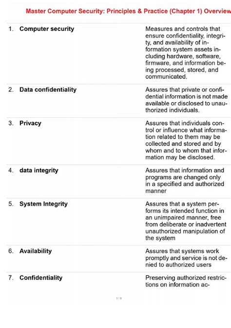 Master Computer Security Principles And Practice Chapter 1 Overview