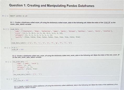 Solved Question 1 Creating And Manipulating Pandas
