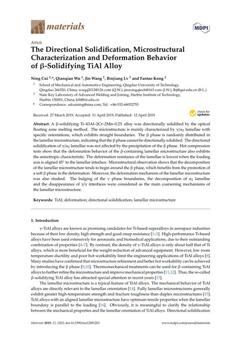 Pdf The Directional Solidification Microstructural Characterization