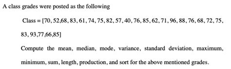 Solved Matlab A Class Grades Were Posted As The Following