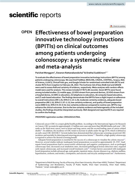 Pdf Effectiveness Of Bowel Preparation Innovative Technology Instructions Bpitis On Clinical