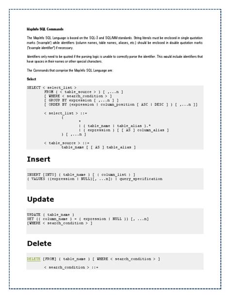 Sql And Mapinfo Pdf Table Database Sql