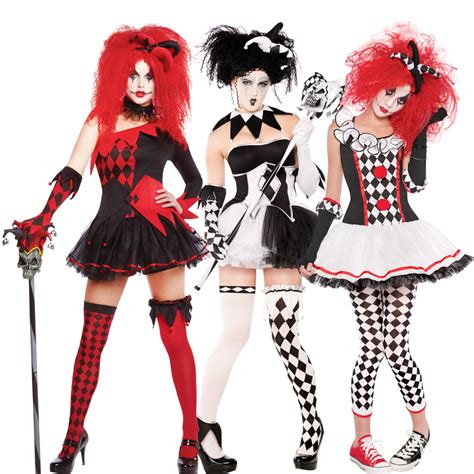Harlequin Jester Ladies Fancy Dress Halloween Horror Circus Clown Costume Outfit Ebay