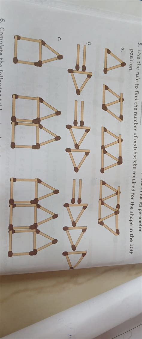 5 Use The Rule To Find The Number Of Matchsticks Required For The Shape