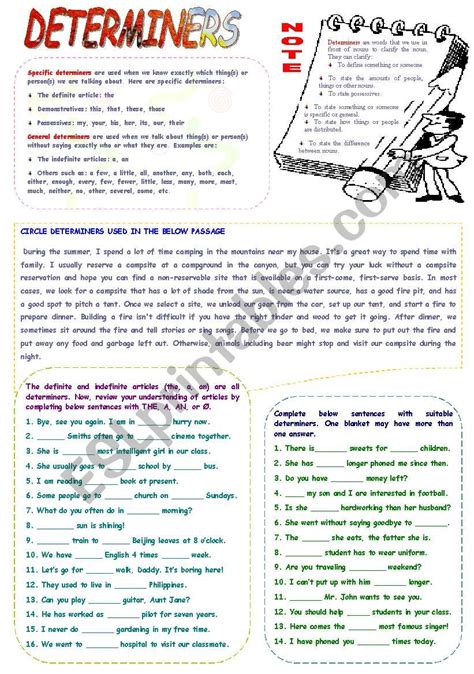 Determiners Esl Worksheet By Mimika