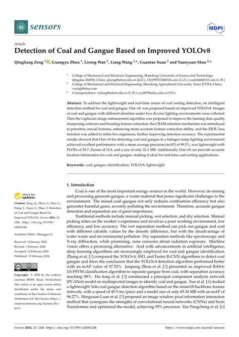 pdf detection of coal and gangue based on improved yolov8