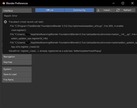 Installation Into Blender Issue OpenNaja Cobra Tools GitHub
