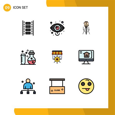 9 Universal Filledline Flat Color Signs Symbols Of Science Flasks Vision Chemistry Level