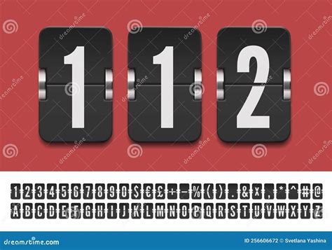 Set Of Flip Score Board Numbers With Shadows For Countdown Timer Or Calendar Vector Template