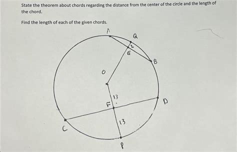 Solved State The Theorem About Chords Regarding The Distance Chegg Com