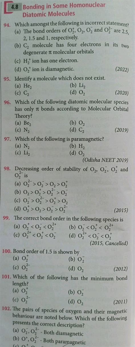 95 Identify A Molecule Which Does Not Exist Filo