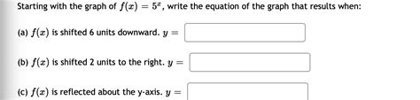 Solved Starting With The Graph Of F X 5x Write The Chegg Com