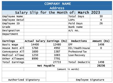 Download Teacher Salary Slip Excel Format Exceltemple
