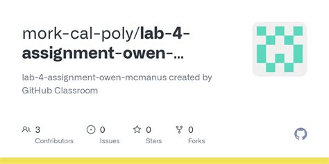 Github Mork Cal Polylab 4 Assignment Owen Mcmanus Lab 4 Assignment Owen Mcmanus Created By