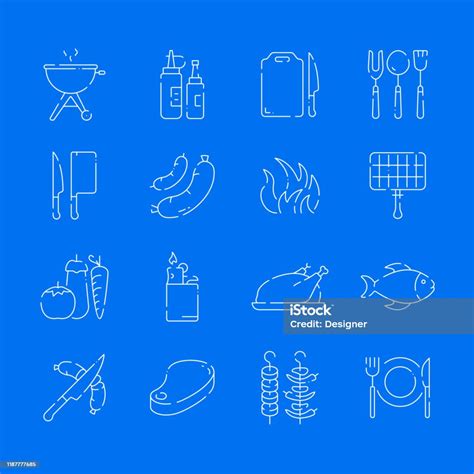 바베큐 관련 벡터 얇은 선 아이콘의 간단한 세트입니다 윤곽선 기호 컬렉션입니다 Steakhouse에 대한 스톡 벡터 아트 및 기타 이미지 Steakhouse 고기