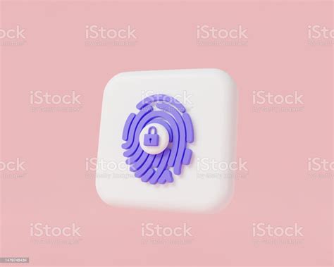 자물쇠 아이콘이 있는 지문 아이콘입니다 지문 아이콘 터치 Id 아이콘 손가락 디지털 보안 개인 정보 보호 지문 스캔 사이버 보안 개념 3d 최소 렌더링 일러스트레이션