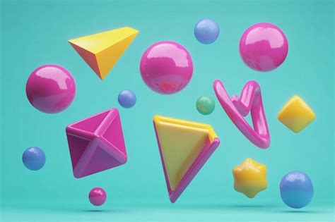 D Floating Geometric Shapes Complex Shapes Floating In A Minimalist Environment Premium Ai
