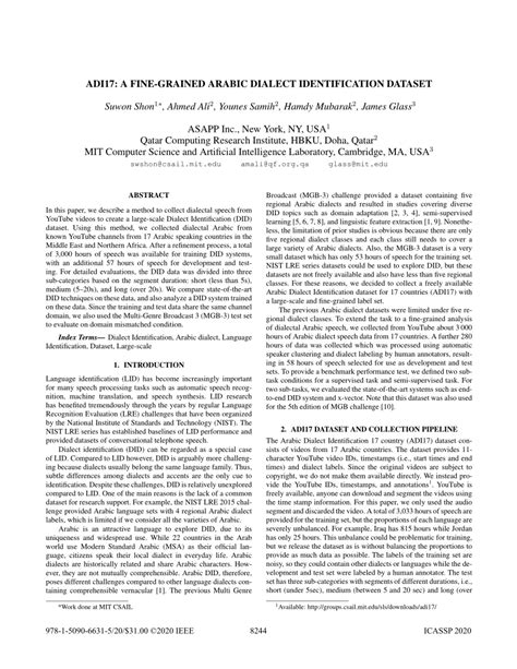 Pdf Adi17 A Fine Grained Arabic Dialect Identification Dataset