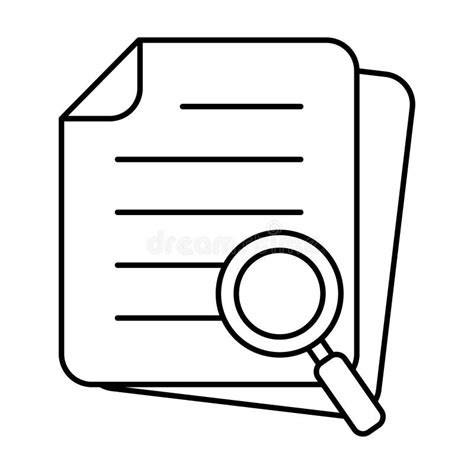 Document With Magnifier Loupe Thin Line Icon Business Concept File