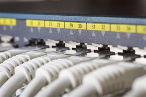 Close Up Of Network Switch With Cables Stock Image Image Of Accessibility Technology 29638013