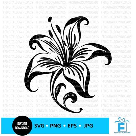 Lily Svg Lily Png Lily Clipart Lily Flower Design Lily Vector Lily Silhouette Eps Cricut