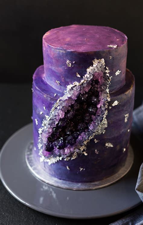 How To Make A Geode Cake Purple Galaxy Crystal Cake