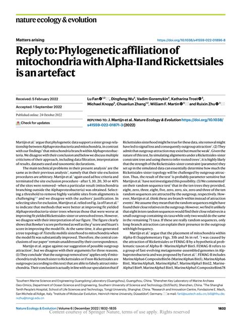 Reply To Phylogenetic Affiliation Of Mitochondria With Alpha Ii And