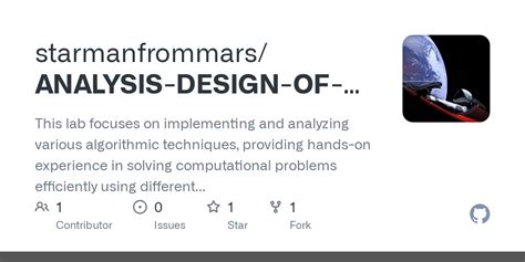 Github Starmanfrommarsanalysis Design Of Algorithms Lab This Lab Focuses On Implementing And