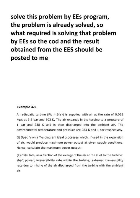 solved solve the problem by ees program the problem is
