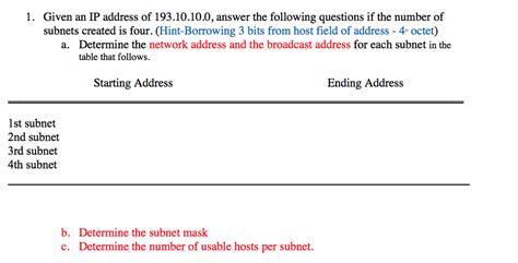Solved Given An Ip Address Of 19310100 Answer The