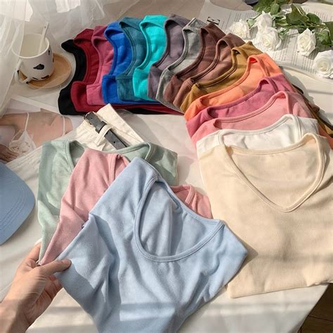 【dream Time】台灣現貨出貨 韓系v領馬卡龍色系針織上衣 女裝 上衣 棉質上衣 T恤 蝦皮購物
